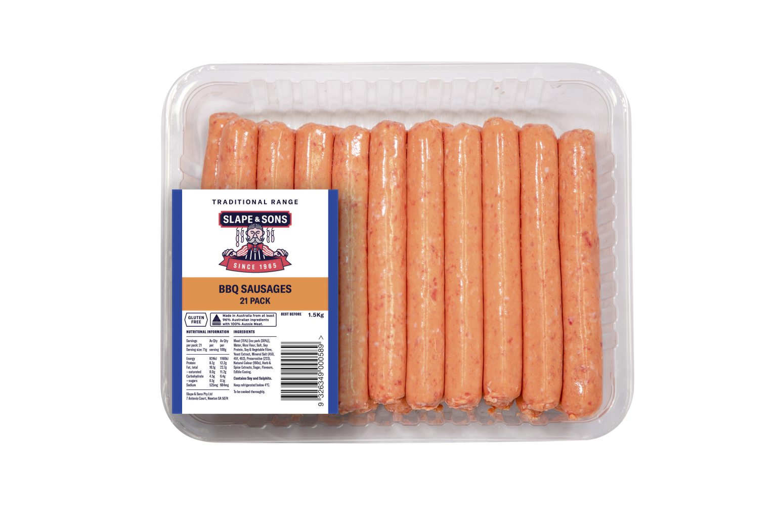 BBQ SAUSAGES 21 PACK 1.5KG PACK